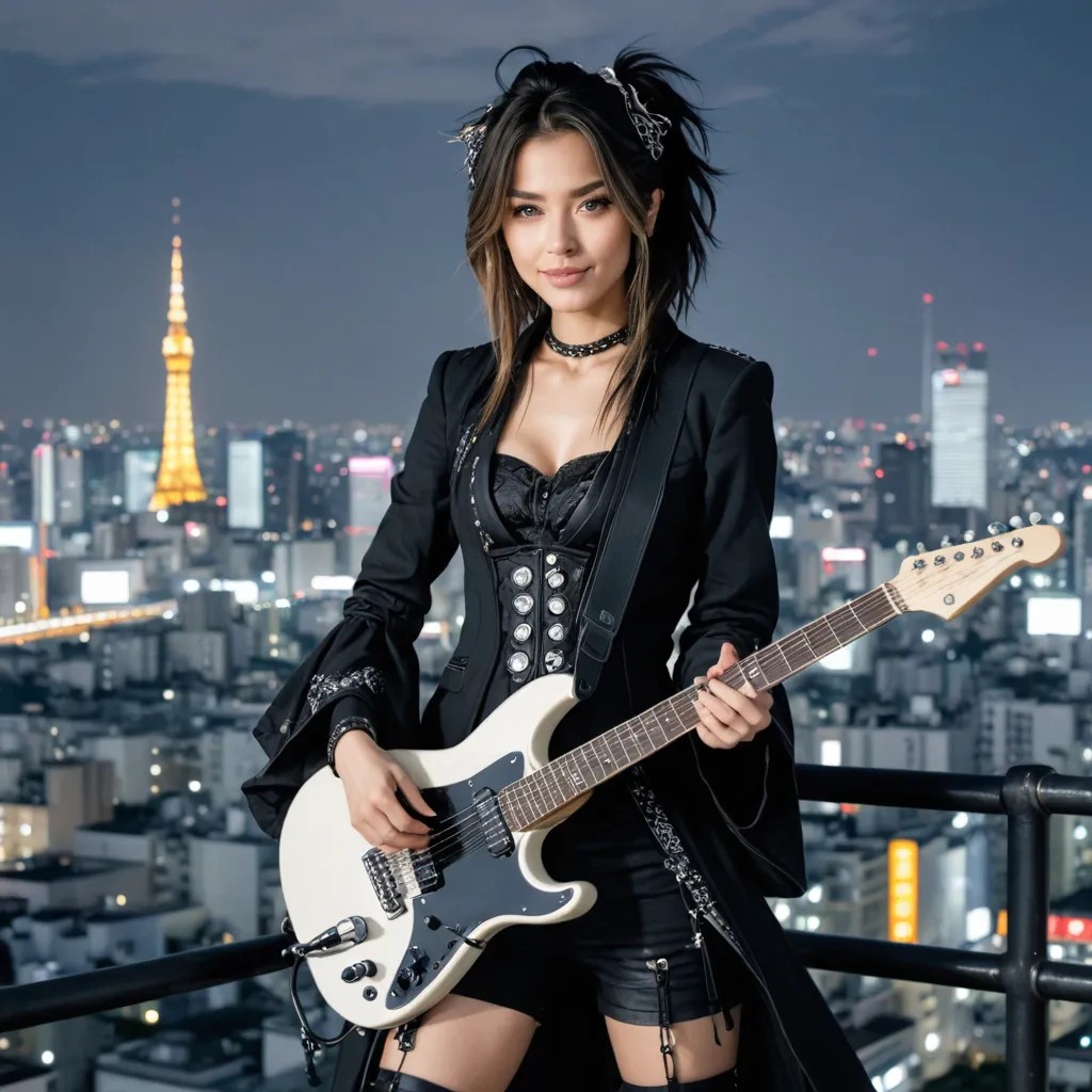 Visual Kei Guitarist Osaka Skyline Evening Avatar Maker From Photo ...
